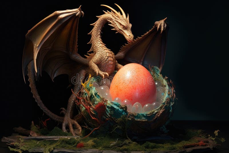 Dragon Hatching from a Glowing Egg Stock Illustration - Illustration of ...