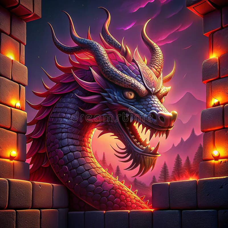 Dragon Head on the Background of the Starry Sky. Vector Illustration ...