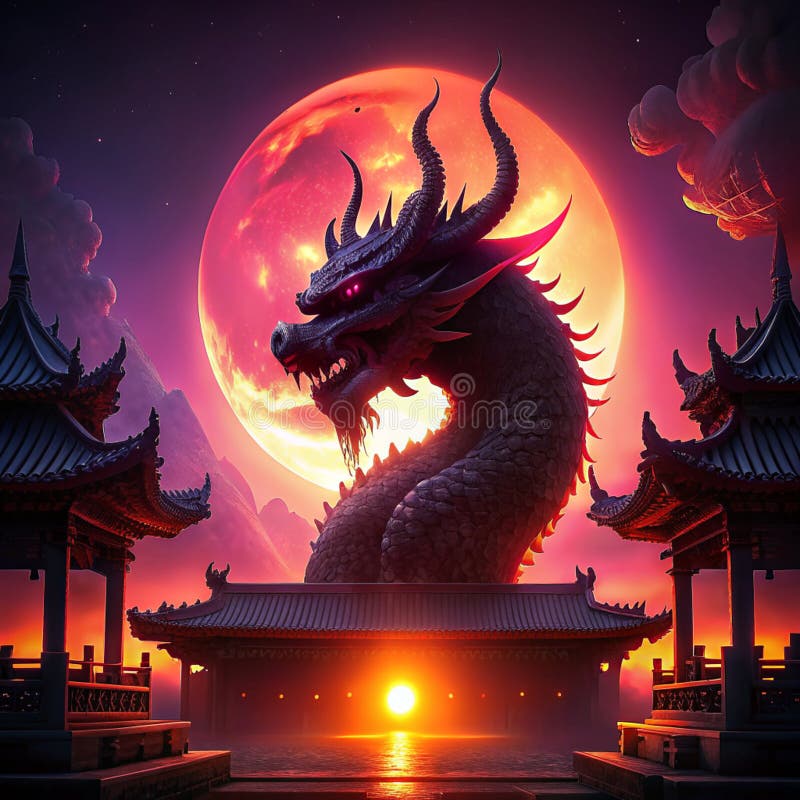 Dragon on the Background of a Starry Sky. Vector Illustration Stock ...