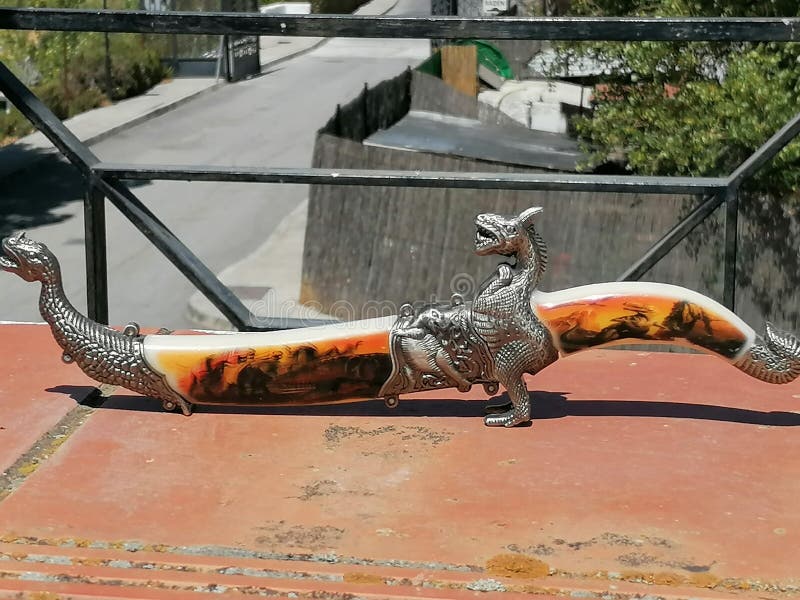 Chinese Dragon Knife Chinese Knife with Dragon Head and Stock Photo ...