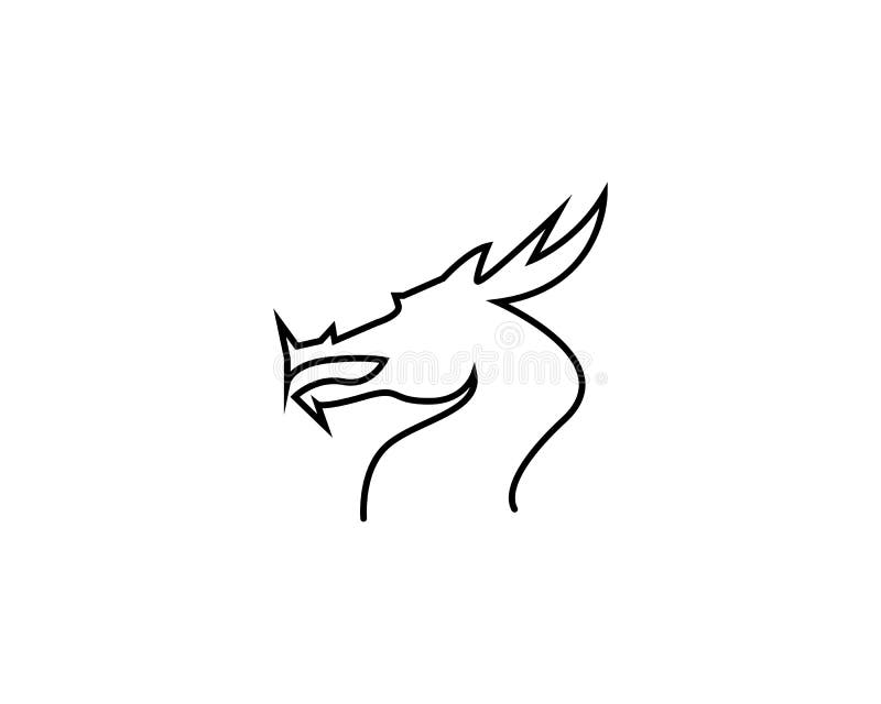 Dragon Head Line Vector Illustration Stock Vector - Illustration of ...