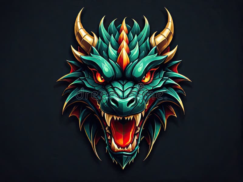 Dragon Head Logo Vector Illustration Stock Illustration - Illustration ...