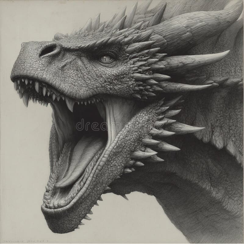 Dragon Head Roar Closeup stock illustration. Illustration of design ...
