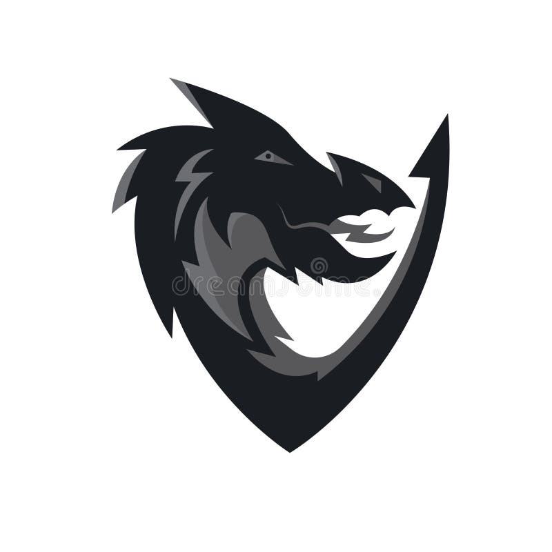 Dragon Head Shield Concept Design Vector Illustration Stock Vector ...