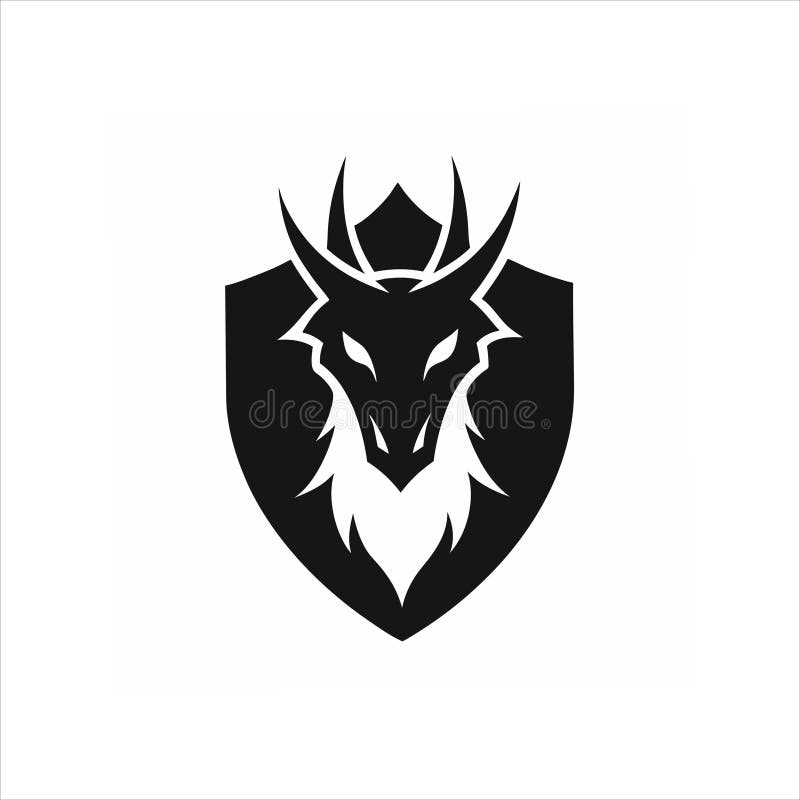Dragon Head Shield Silhouette Mascot Logo Vector Design Stock ...