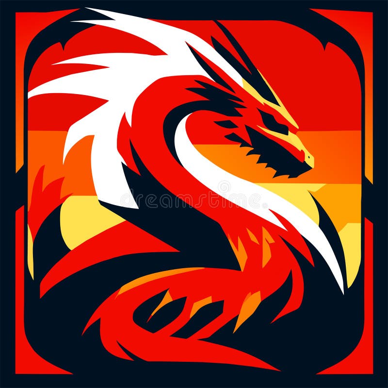 Dragon Head in a Square Frame. Vector Illustration for Your Design ...