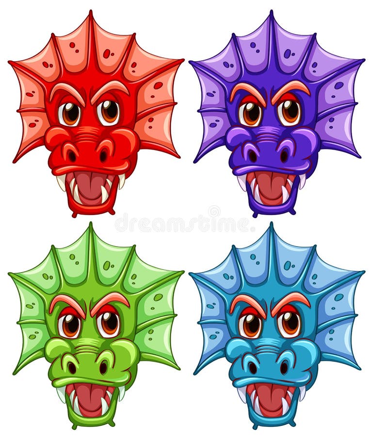 Two Dragon Heads stock vector. Illustration of monster - 68324598