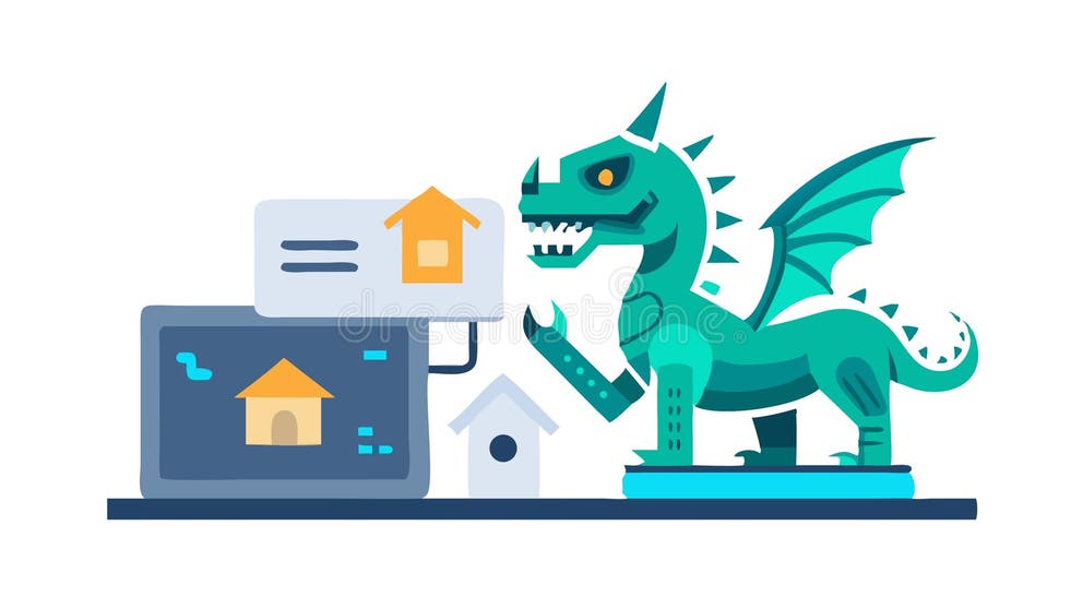 Dragon Home Network Icon Vector, Vector Design Generative AI Stock ...
