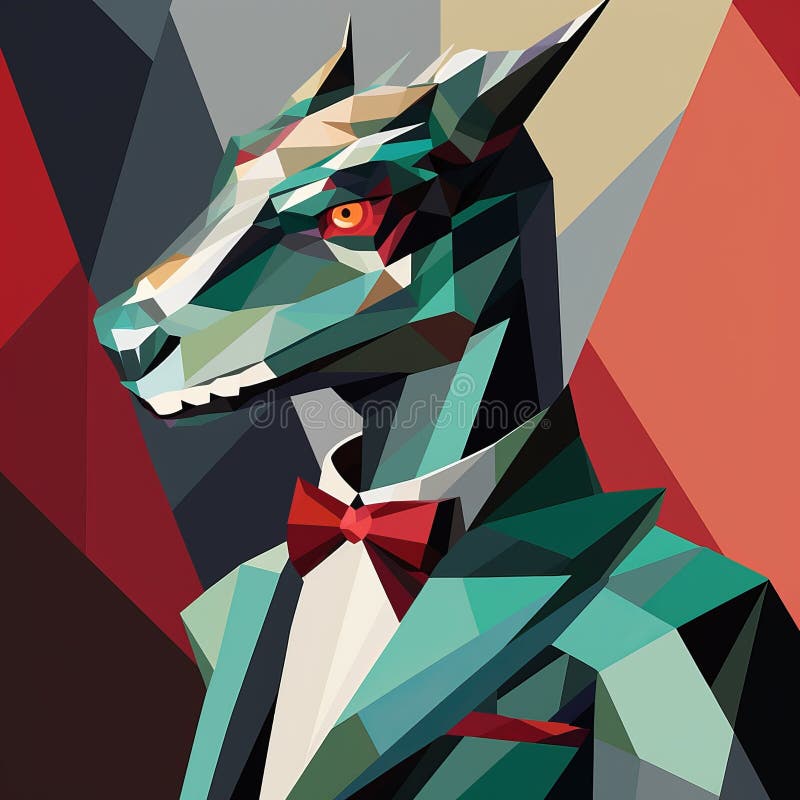 Dragon Humanoid: a Cyberpunk Fusion of Suprematism and Minimalism Stock ...