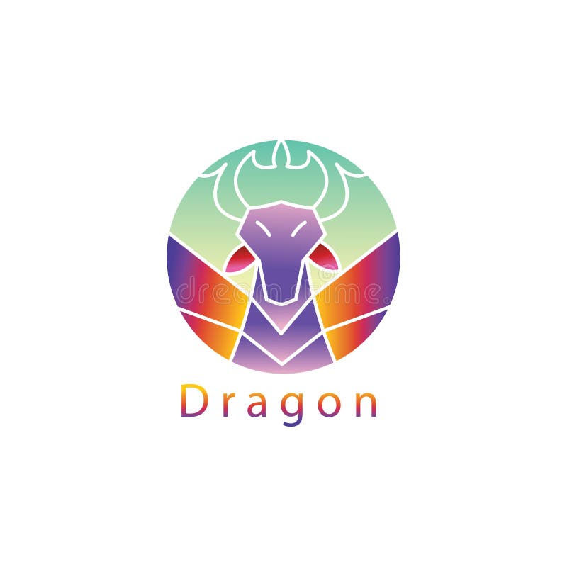 Dragon Illustration Outline Logo Abstract Color Design Vector Stock ...