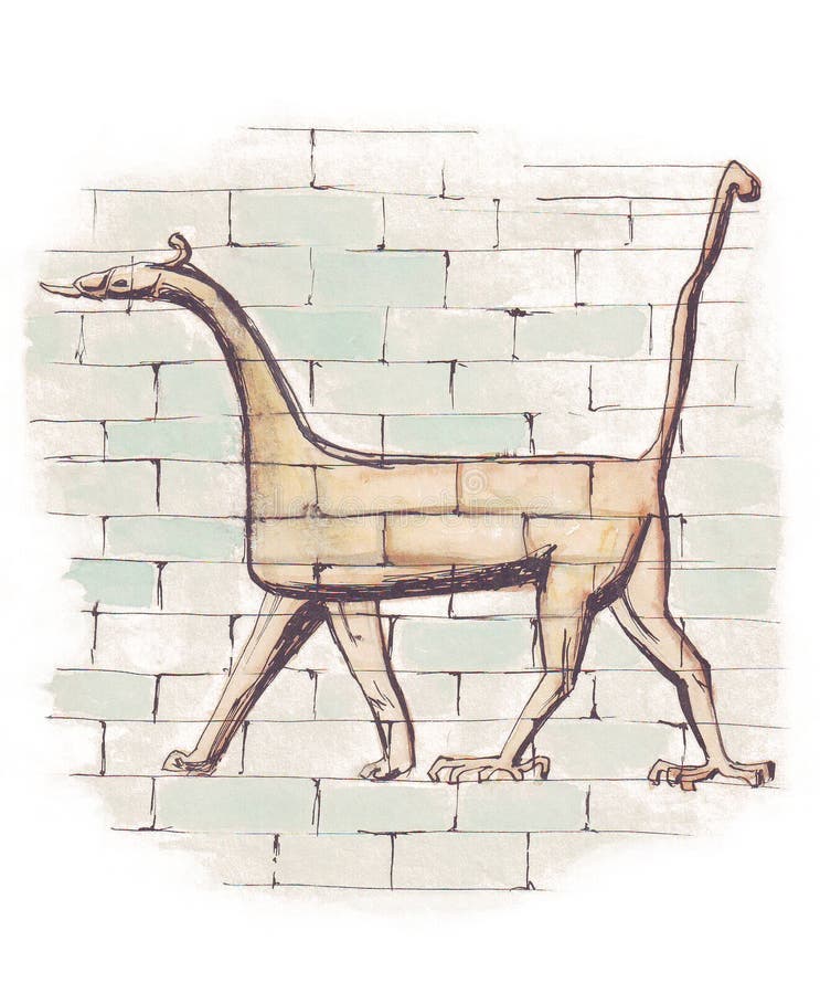 Dragon from Ishtar Gate of Babylon, Freehand Drawing. Stock ...
