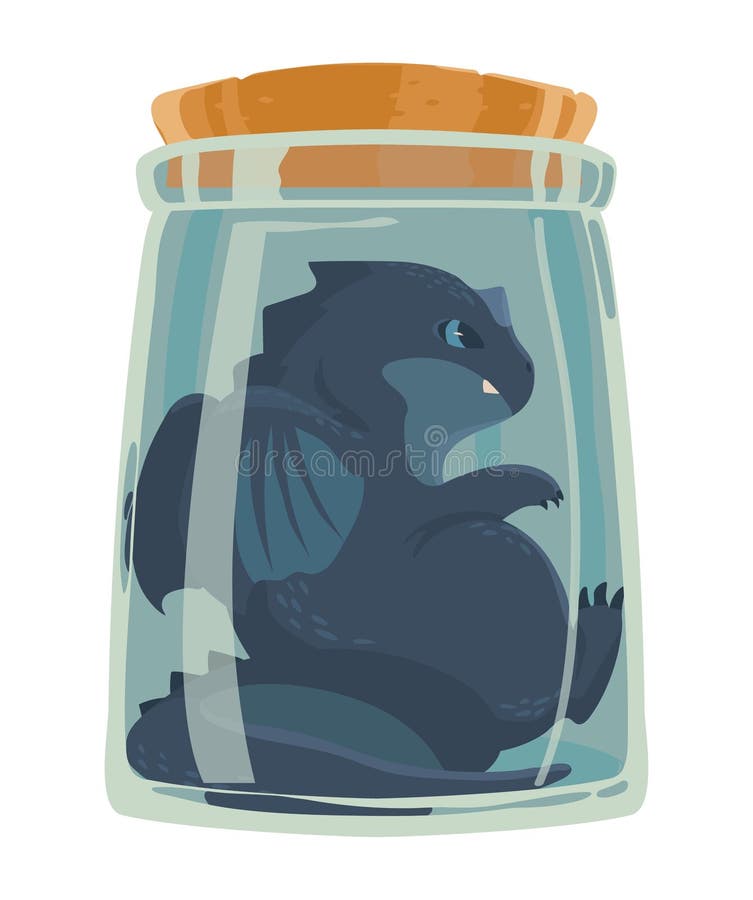 Dragon in jar stock vector. Illustration of design, white - 242980201