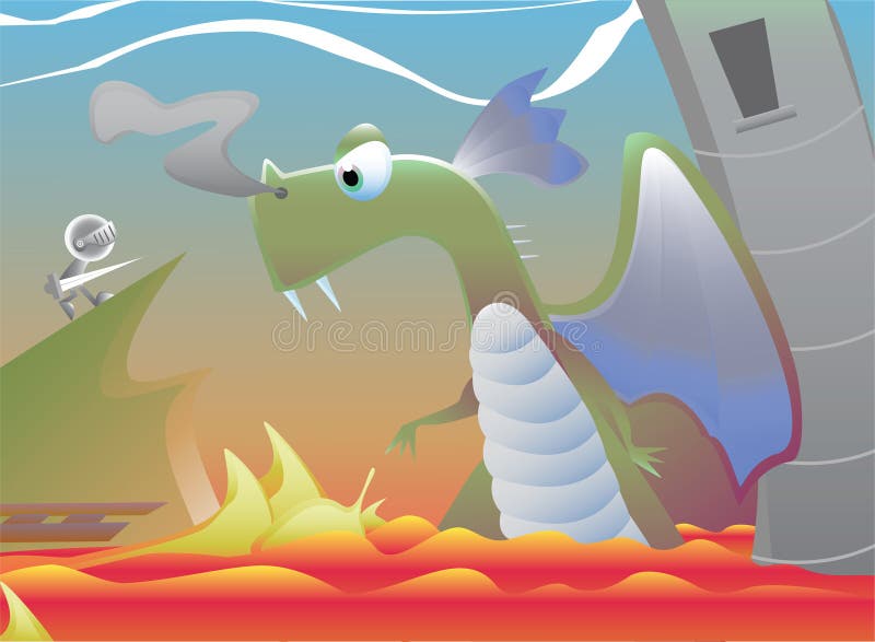 Cartoon Dragon & Knight Stock Illustration - Illustration of hero ...