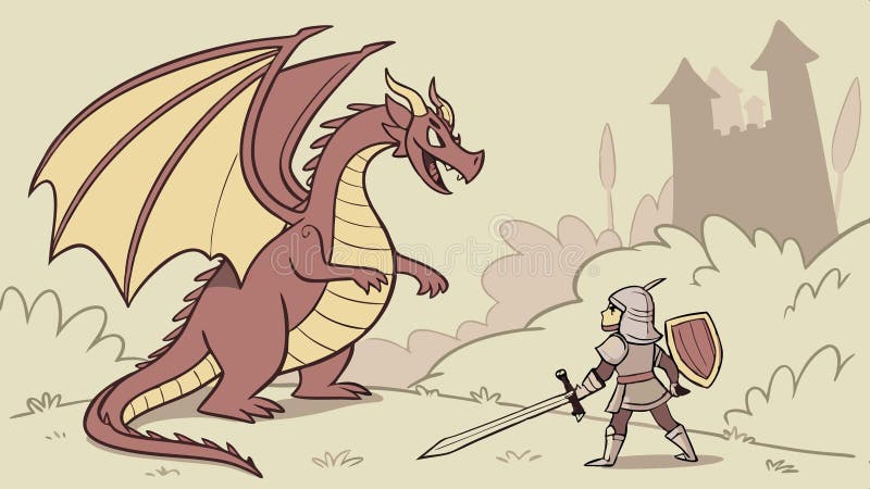 Dragon and Knight, Fantasy Battle and Mythical Creature with Medieval ...