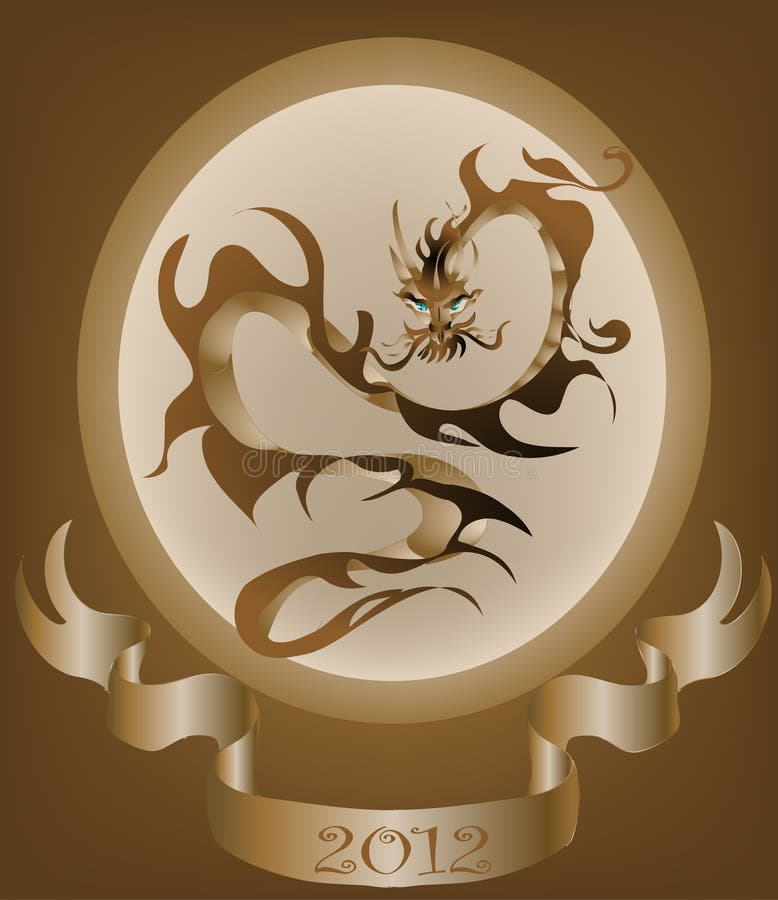 Dragon label stock illustration. Illustration of pattern - 21903210