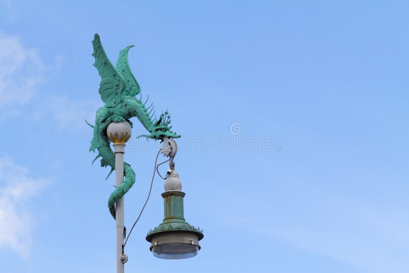 Dragon Lamp at the Wall Near the Entrance of a Building Stock Photo ...