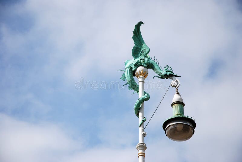 Dragon Lamp at the Wall Near the Entrance of a Building Stock Photo ...