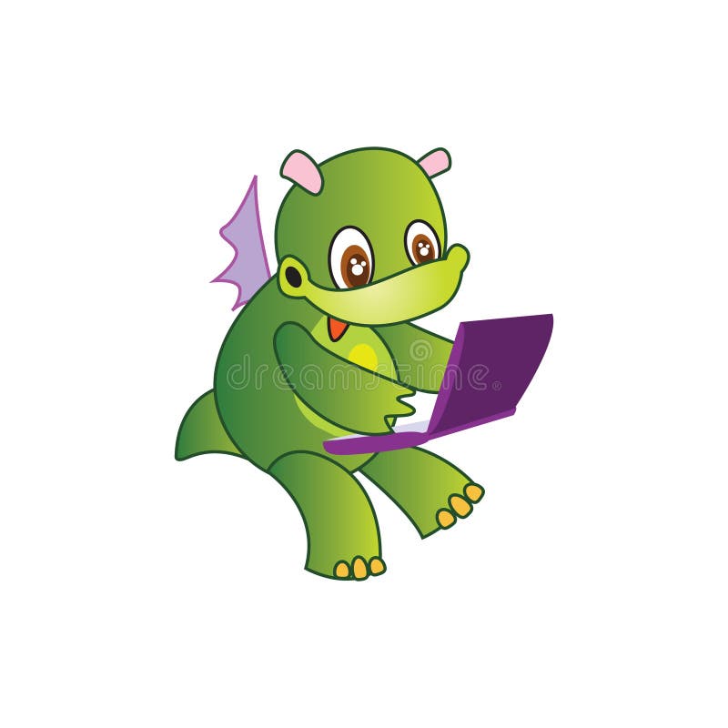 Dragon and laptop stock vector. Illustration of dragon - 20376630