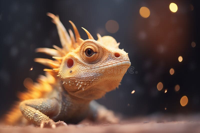 Dragon Lizard with Spiny Back Under Heat Glow Stock Illustration ...