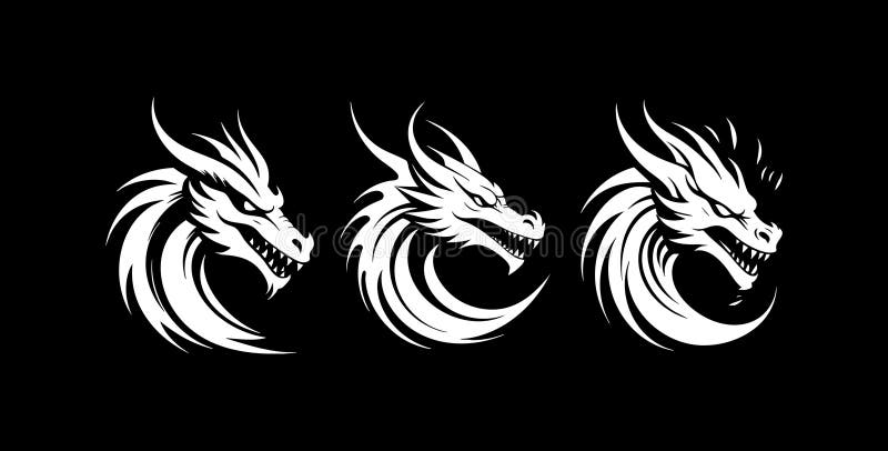 Dragon Logo Black and White Stock Vector - Illustration of culture ...