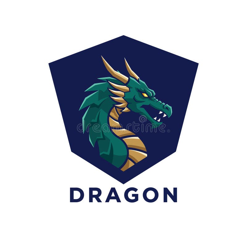 Dragon Logo Design with Green and Gold Mythical Creature Illustration ...