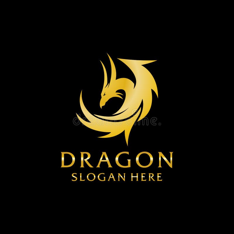 Dragon Logo. Dragon Gold Logo Design Template Stock Illustration ...