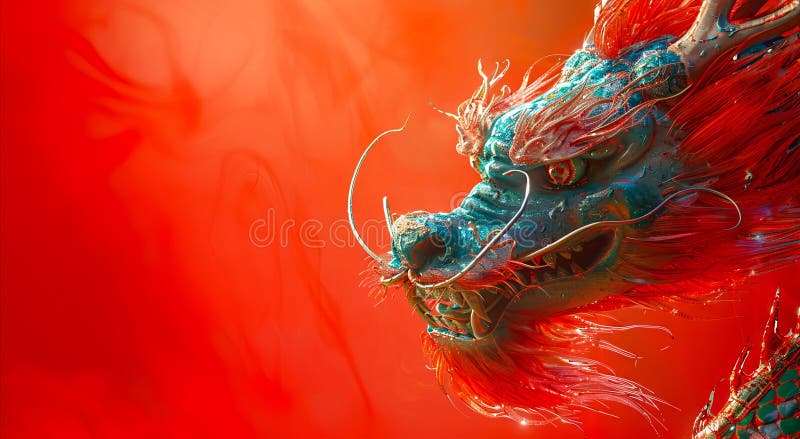 A Dragon with Long Hair and Red Eyes Stock Photo - Image of dragon ...