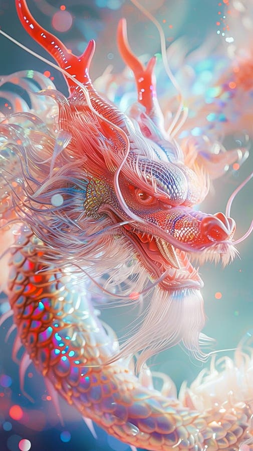 Dragon with a Long Tail and a Red Nose Stock Illustration ...