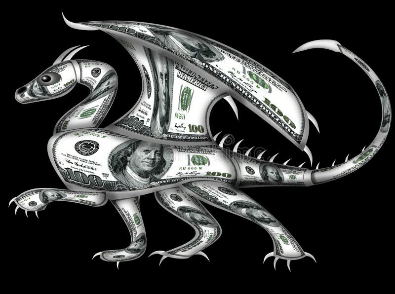Dragon made from dollars stock illustration. Illustration of danger ...