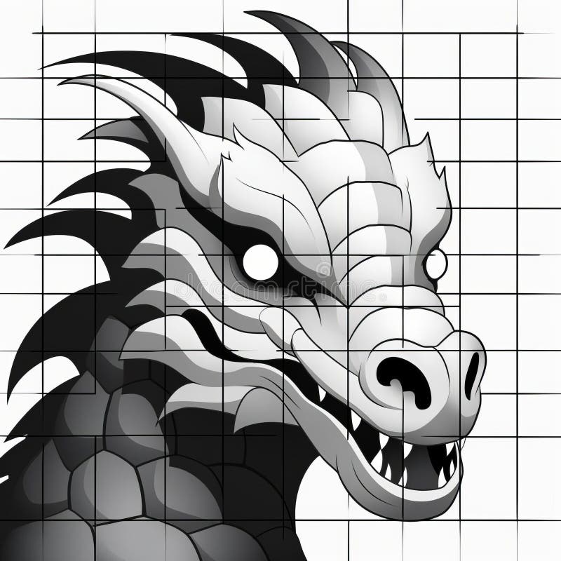 Create a Dragon in a 4x4 Alternating Black White Grid Stock ...