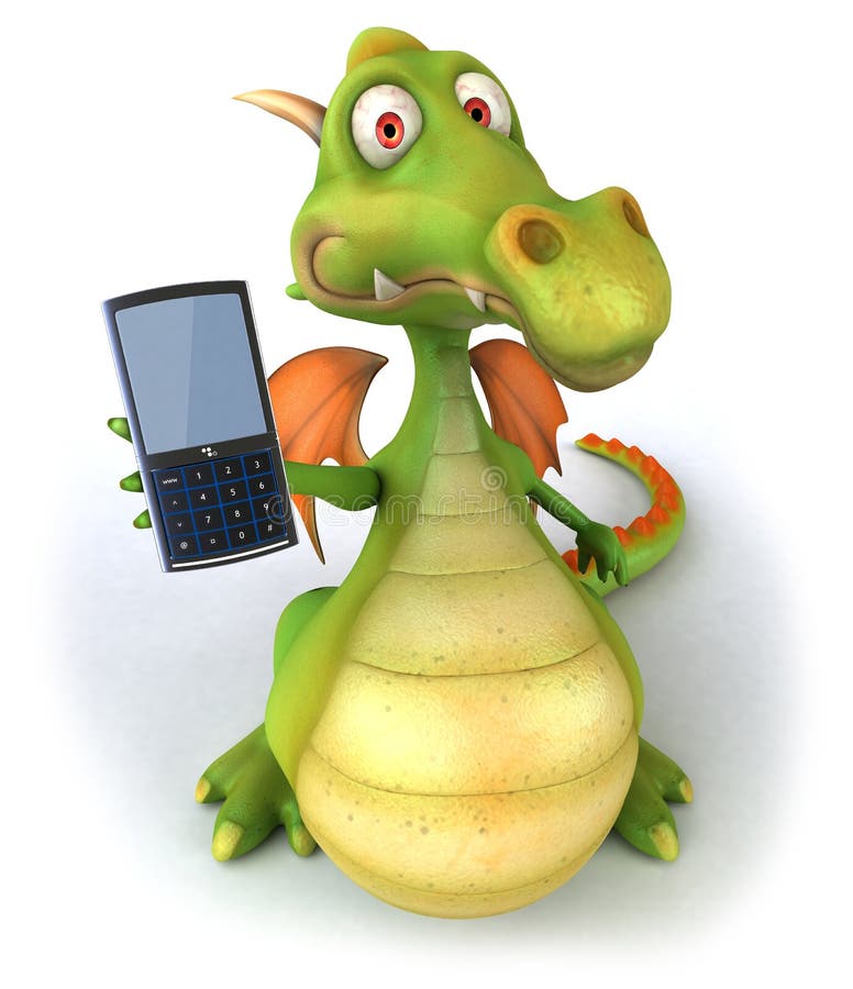 Dragon and mobile phone stock illustration. Illustration of animal ...