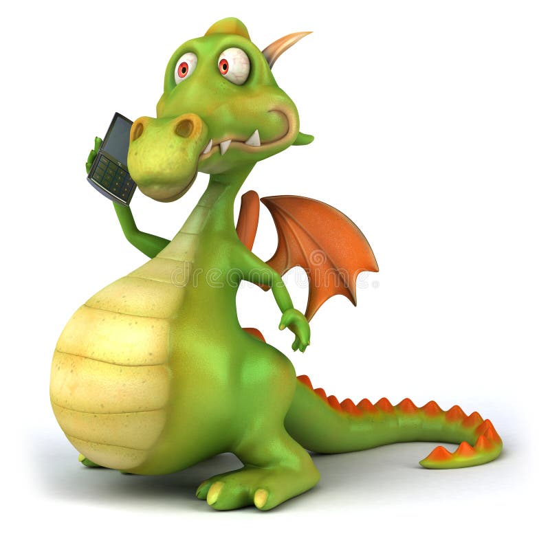 Dragon and mobile phone stock illustration. Illustration of lizard ...