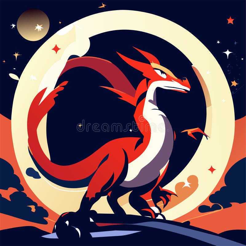 Dragon in the Moonlight. Vector Illustration for Your Design Needs ...