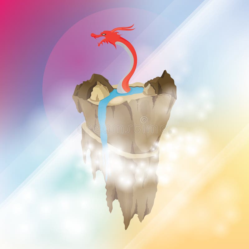 Dragon on Mountain. Vector Illustration Decorative Design Stock Vector ...