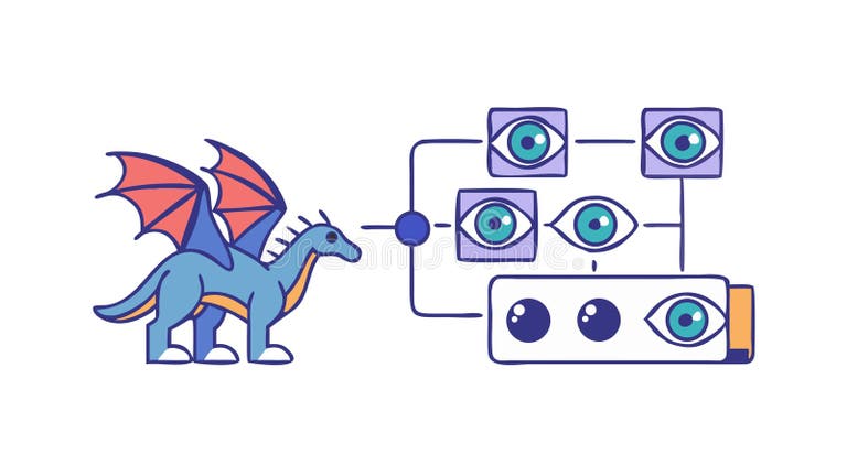 Dragon with Network Nodes, Data Dragon and Connectivity Vector, Vector ...