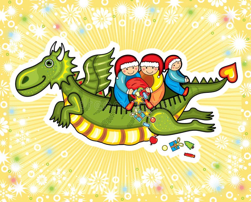 Dragon New Year Fly Child Present Stock Vector - Illustration of year ...