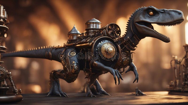 Dragon in the Night _a Steampunk, Dinosaur. this is a Render ...