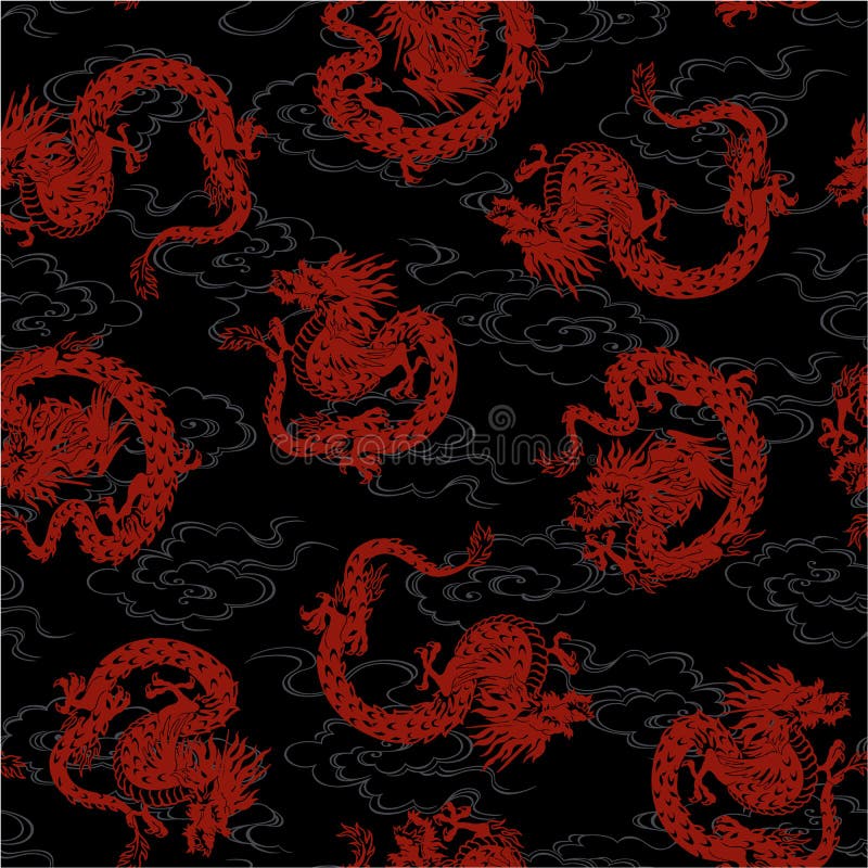 Dragon pattern stock vector. Illustration of orient, black - 43537147