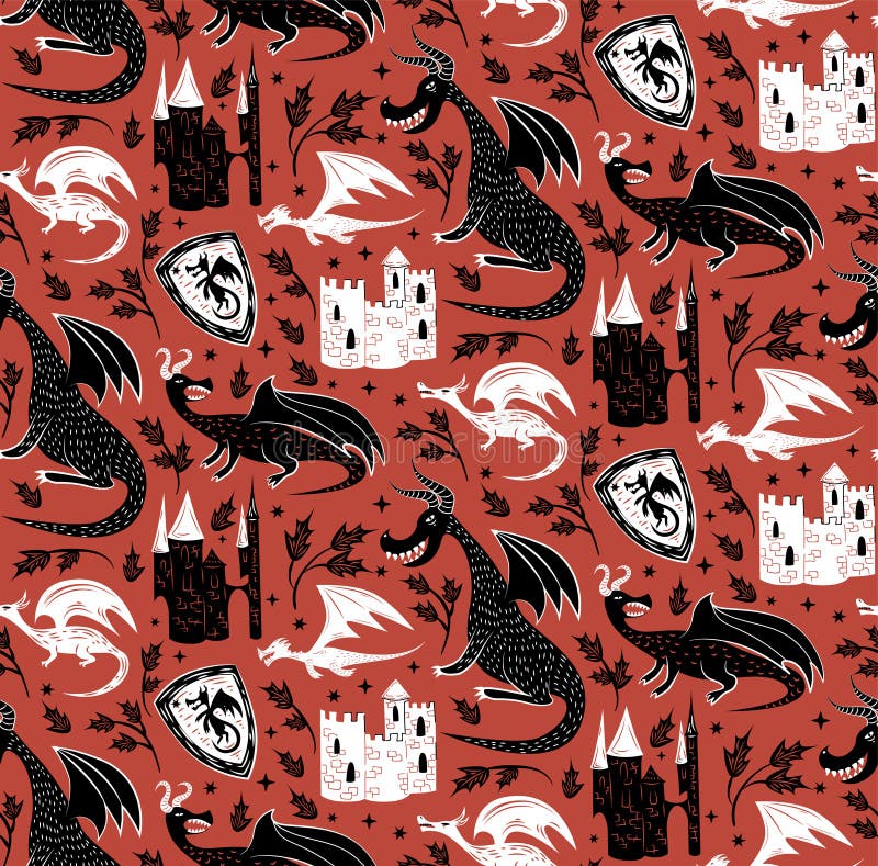 Dragon Pattern Seamless Design Illustration Stock Vector - Illustration ...