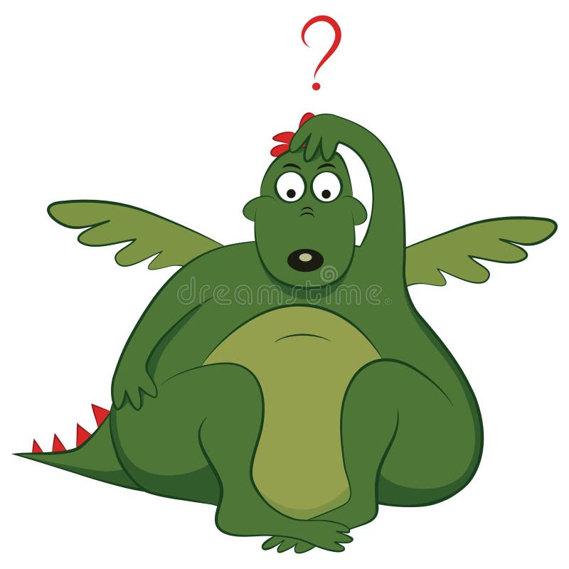 Dragon Pensant Avec Un Point D'interrogation Illustration de Vecteur - Illustration du confondez ...
