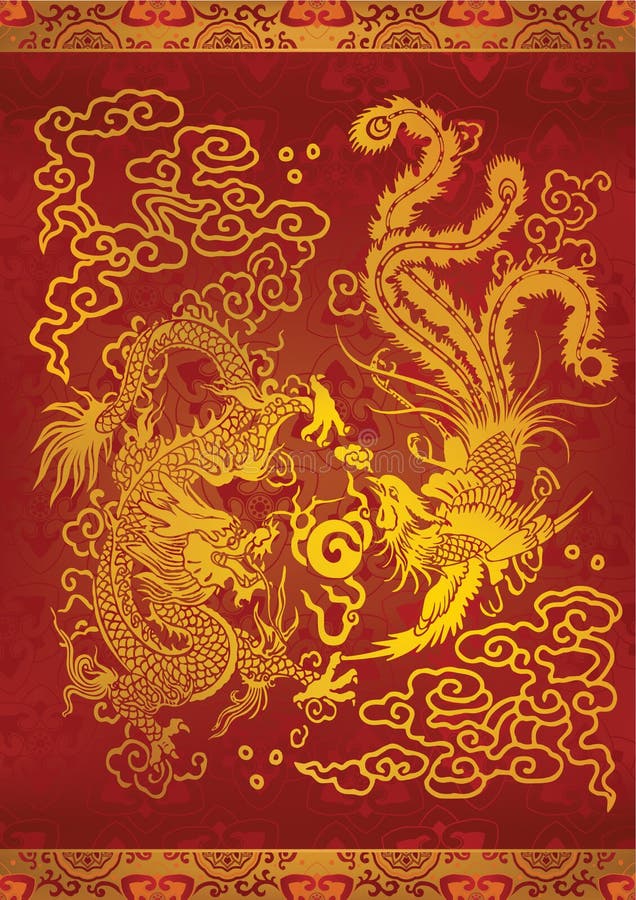 Dragon and Phoenix Chinese Symbols Illustration Stock Vector ...