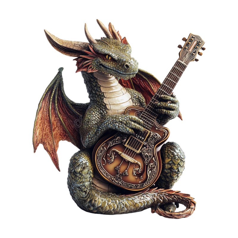 Dragon Playing Guitar on Transparent Background - Ai Generated Stock ...
