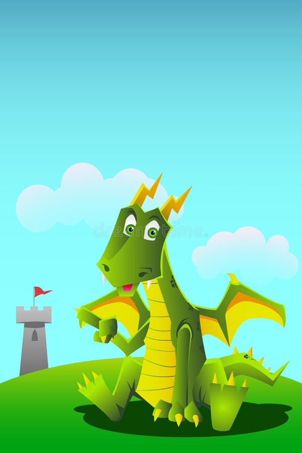 Dragon pointing at tower stock vector. Illustration of creature - 53844900