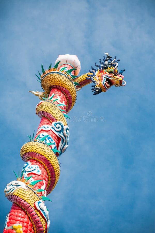 Dragon pole in blue sky stock photo. Image of china, asia - 65041296