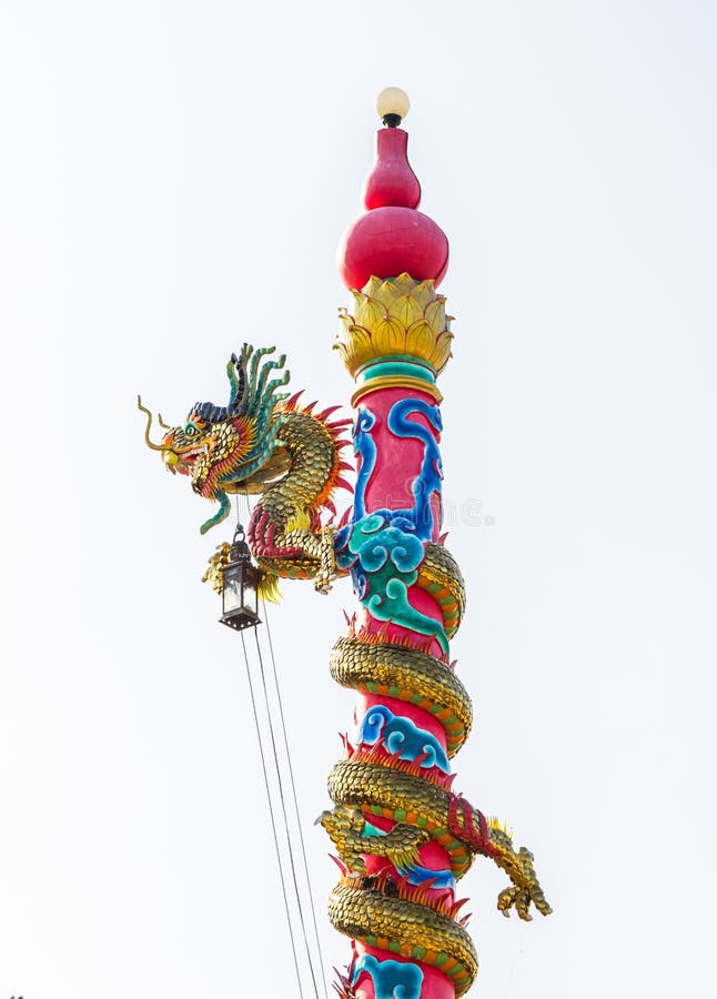 Dragon on pole stock photo. Image of statue, china, chinese - 65273486