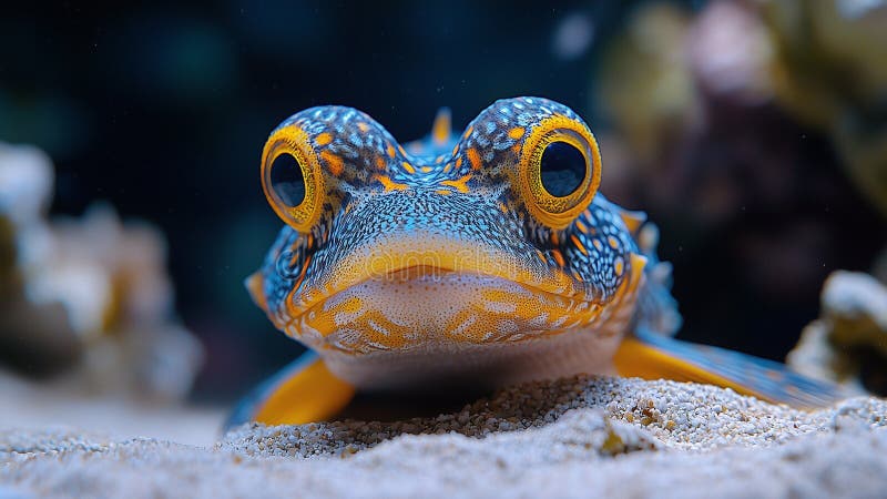 Dragon Puffer Resting on Sandy Bottom Stock Illustration - Illustration ...