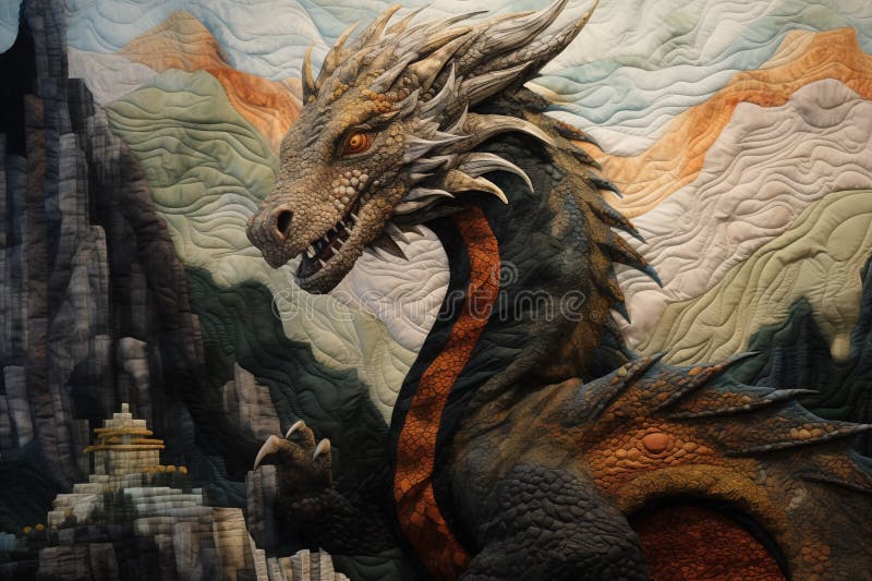 Dragon Quilting Fabric Texture Tapestry AI Generated Stock Illustration ...