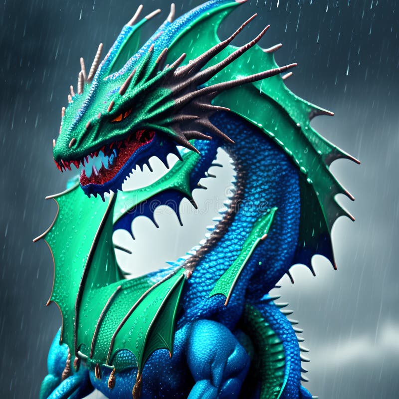 Dragon of Rain, Generative AI Illustration Stock Illustration ...