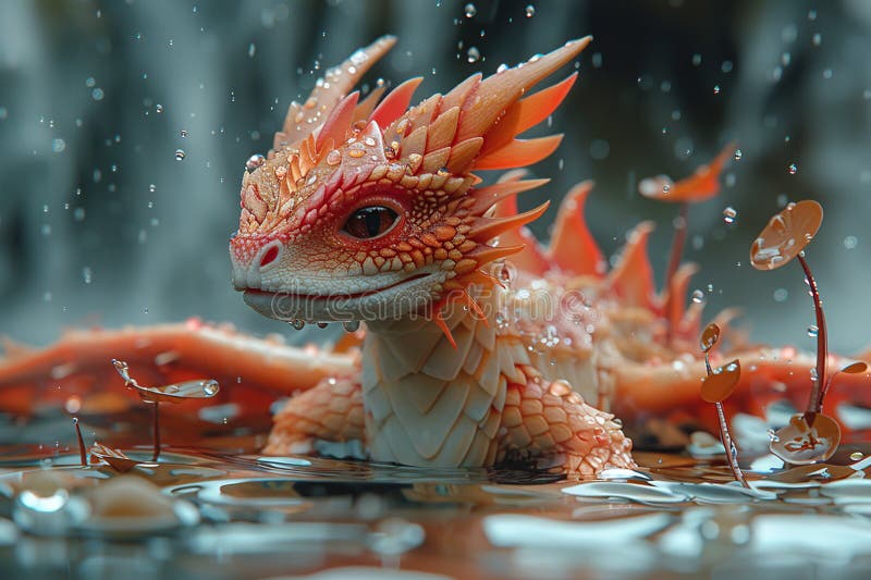 Dragon in the Rain stock illustration. Illustration of adorable - 331732726
