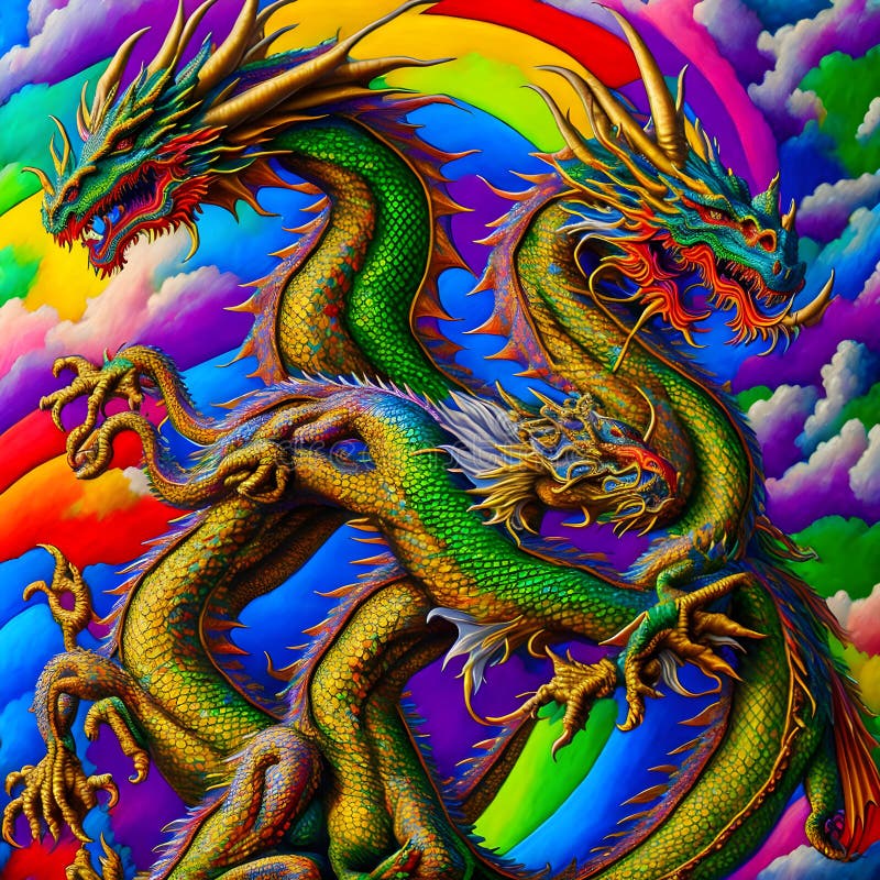 Dragon of Rainbow, Generative AI Illustration Stock Photo - Image of ...